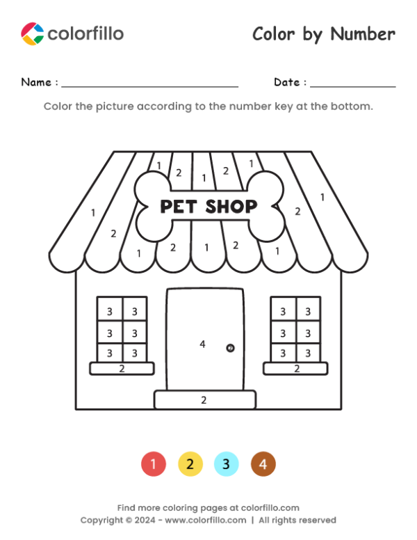 Free Online Pet Shop Color by Number - colorfillo