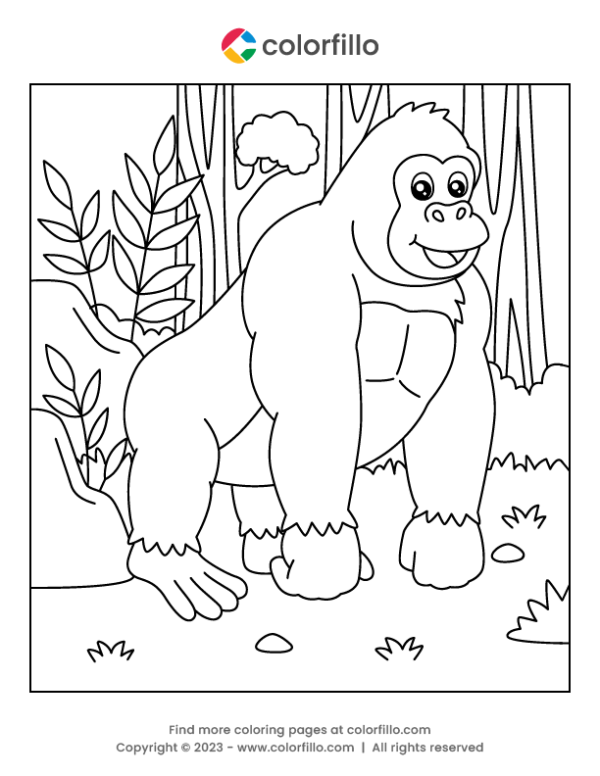 Free Online Gorilla Coloring Page - colorfillo