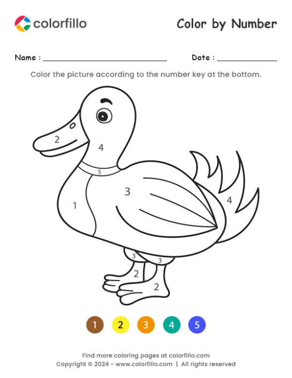 Free Online Duck Color by Number - colorfillo
