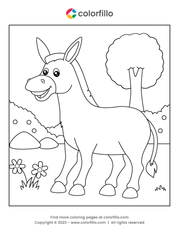 Free Online Donkey Coloring Page - colorfillo