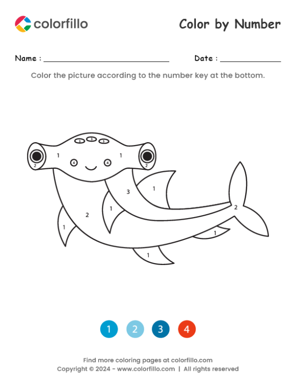 Free Online Hammerhead Shark Color by Number - colorfillo